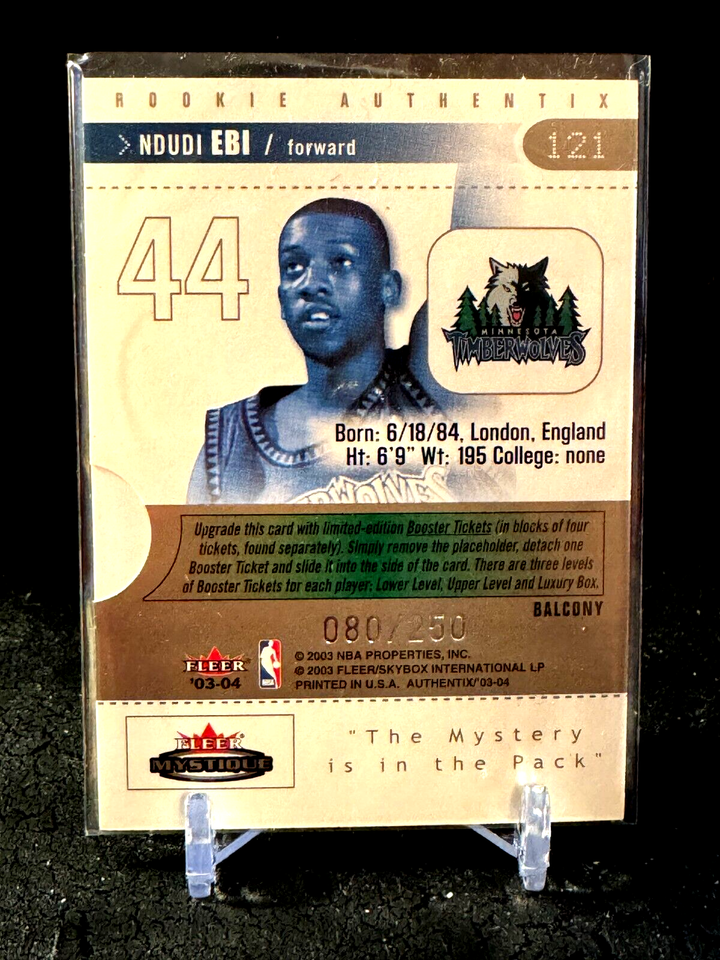 2003 Mystique Basketball Ndudi Ebi Rookie Authentix RC Card #121 #080/ ...