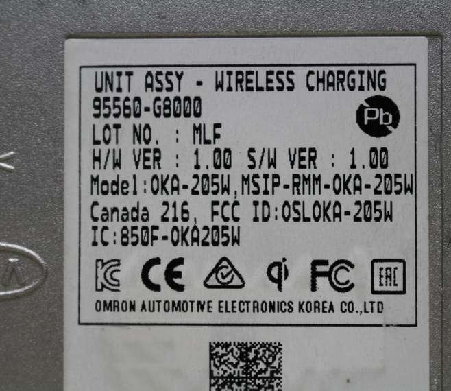 GENUINE UNIT ASSY-WIRELESS CHARGING 95560G8000 for Hyundai GRANDEUR ...
