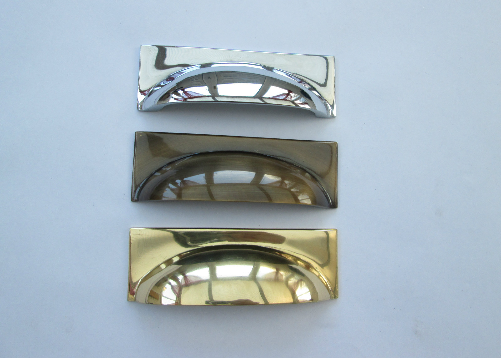 SOLID BRASS RECTANGULAR CUP DRAWER CUPBOARD CABINET WARDROBE DOOR PULL ...