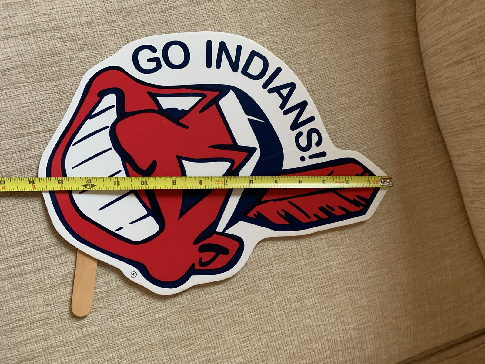 Vintage Genuine Cleveland Indians Go Indians Plastic Sign Chief Waho ...