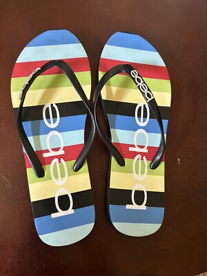 Bebe Mindee Women's Flip Flops Slip-on Flat Sandals Black Size 9/10 ...