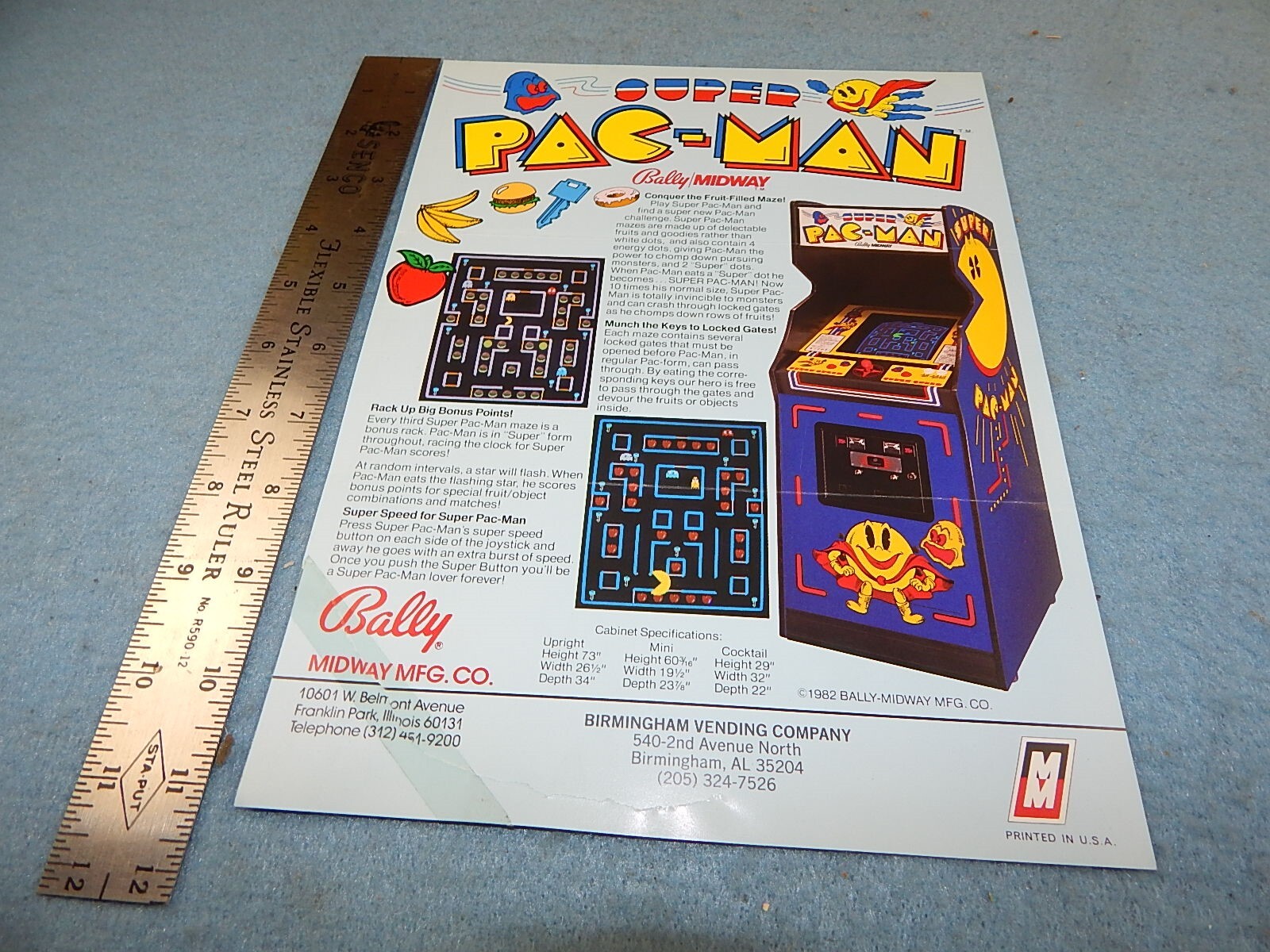 1982 Bally Midway SUPER PAC-MAN video game advertising flyer | eBay