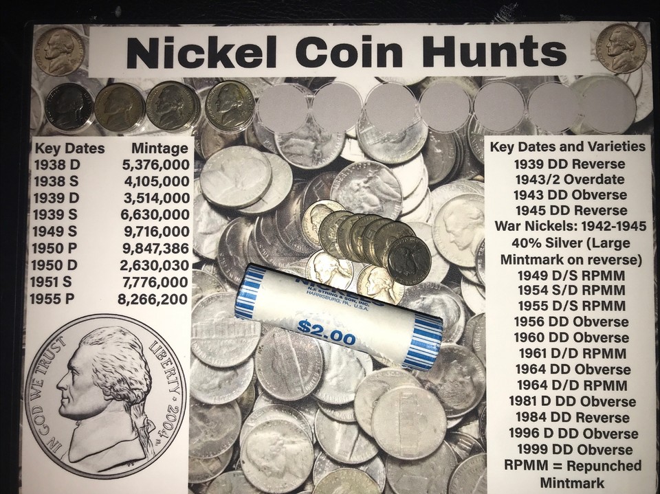 Nickel Hunting and Collecting Mat 8.5” X 11” Coin Roll PLASTIC ...