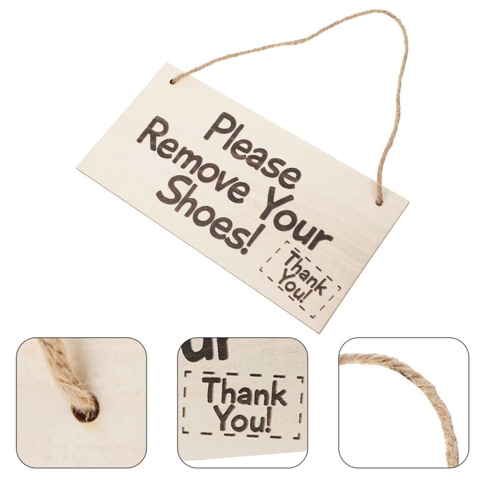 4 Pcs Wooden Door Sign Please Remove Your Shoes Wood Hanging Sign for ...