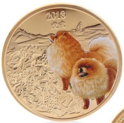 Chow Chow Dog 2018 UNC Commemorative Gold Plated Colorized 40mm coin | eBay