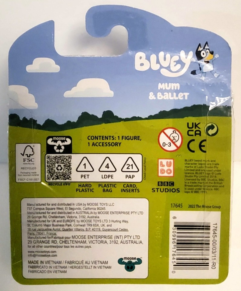 Bluey Story Starters Chilli Mum Mom Figure & Pink Ballet Skirt Tutu ...