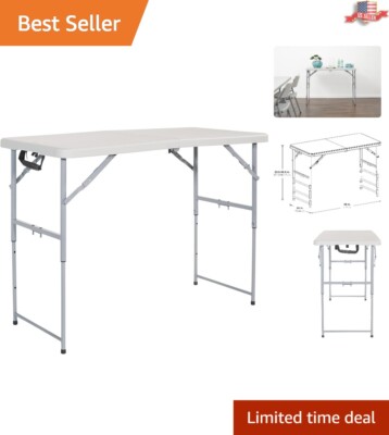 Heavy-Duty Rectangle Table - Height Adjustable - Center Folding - Light ...