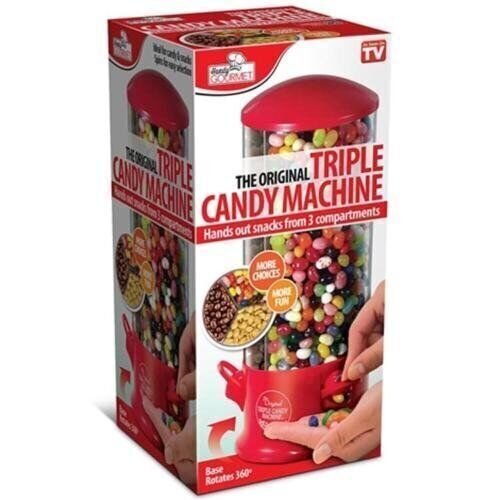 Triple Candy Machine Dispenser Machine 3 Compartments Gumball Gum Ball ...