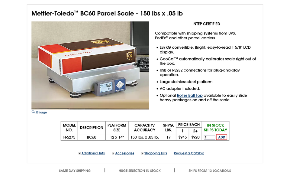 30% Off Brand New Sealed Box Mettler Toledo BC-60 Scale Max150lb ...