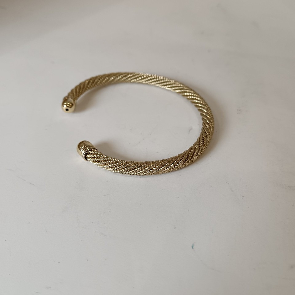 Gold Tone Textured Cuff Bracelet Adjustable Size Fashion Jewellery ...