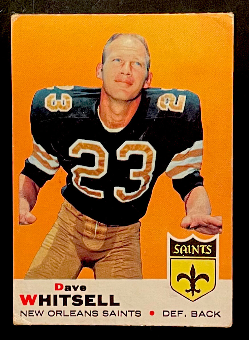 1969 Topps #14 Dave Whitsell New Orleans Saints Vintage Football Card ...