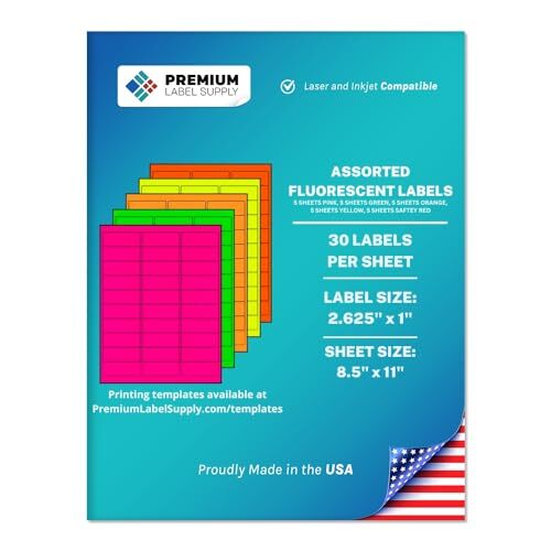 Bright Neon Color Fluorescent Stickers - 750 Labels Assorted ...