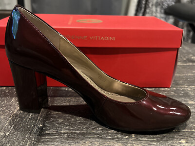 Womens Red Merlot Adrienne Vittadini Closed Round Toe Block Heel Dress ...