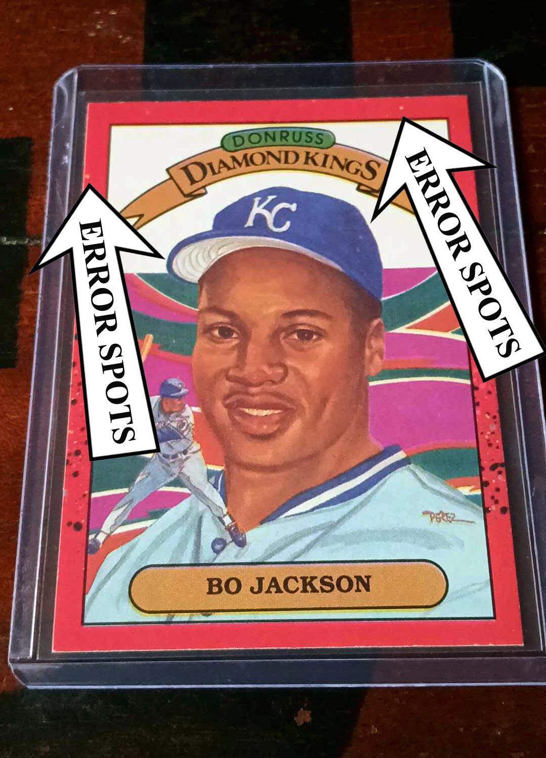 1990 DONRUSS BO JACKSON DIAMOND KINGS #1 RARE ERROR TOP BORDER SPOTS 1 ...
