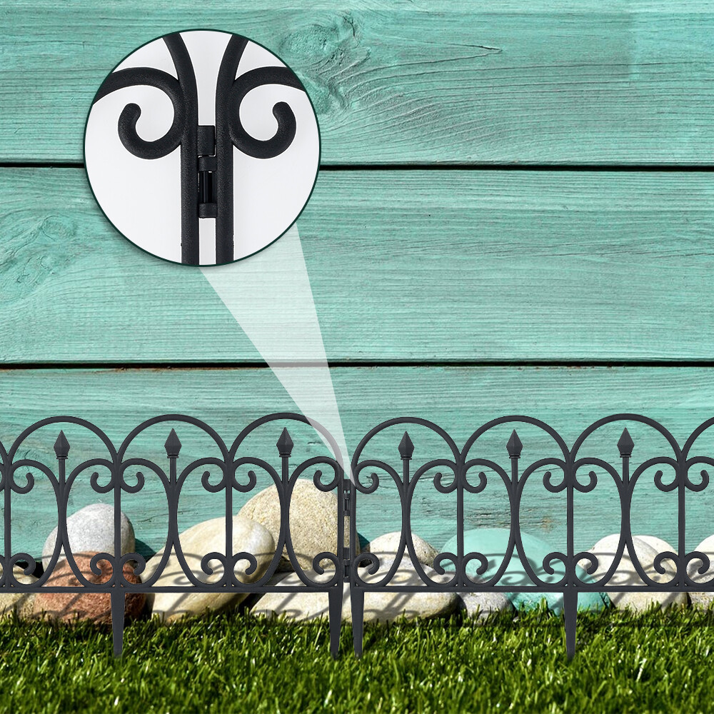 Plastic Lawn Border Edge Garden Edging Picket Fencing Set Yard ...