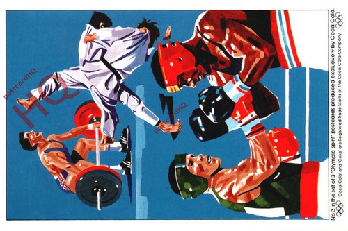 Picture Postcard~ Olympic Spirit, Cola Cola, Weights, Boxing, Martial ...