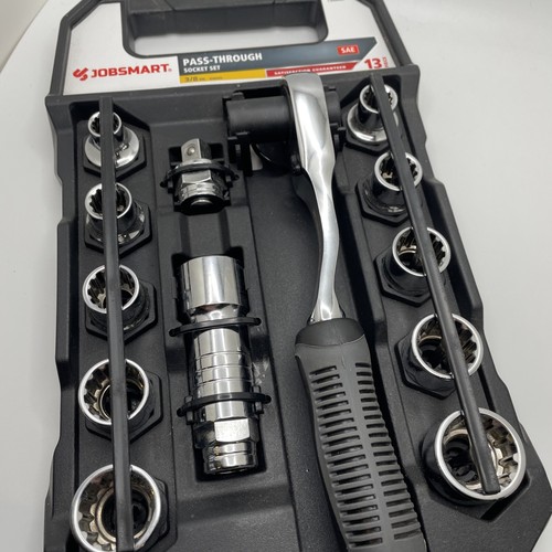 JOBSMART 13-PC Pass-Through Spline Socket Set, Adapter for 3/8" Drive ...