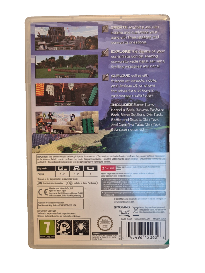 Minecraft Bedrock Edition (Nintendo Switch, 2018) Used, Good Condition ...