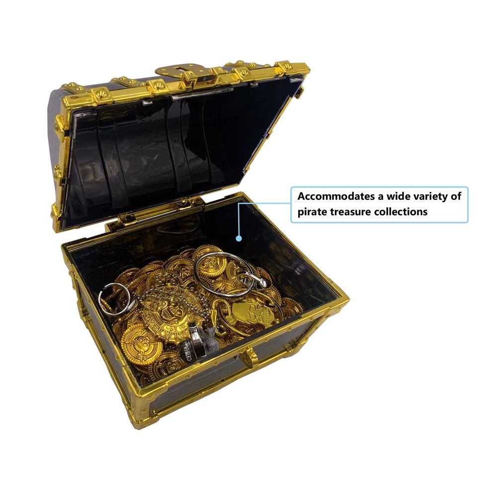 Kids Pirate Treasure Chest Storage Box,Golden Border Decorative Pirate ...