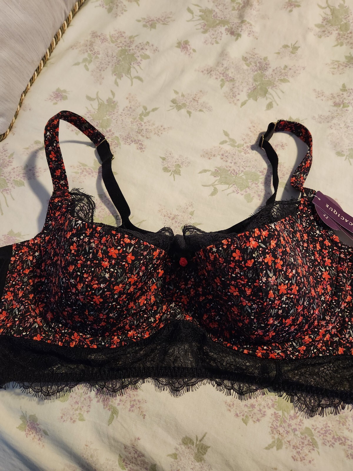 Woman's Cacique Seriously Sexy French Balconette Black/Red Bra NWT Size ...