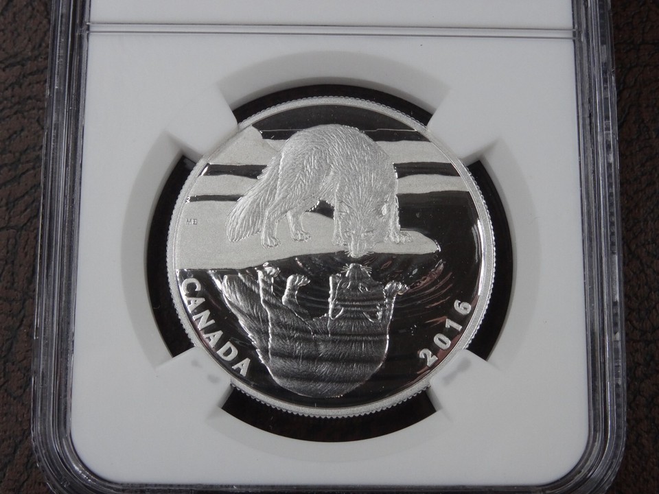 2016 Canada $10 Arctic Fox Wildlife Reflections NGC PF 70 Silver 1/2 Oz ...