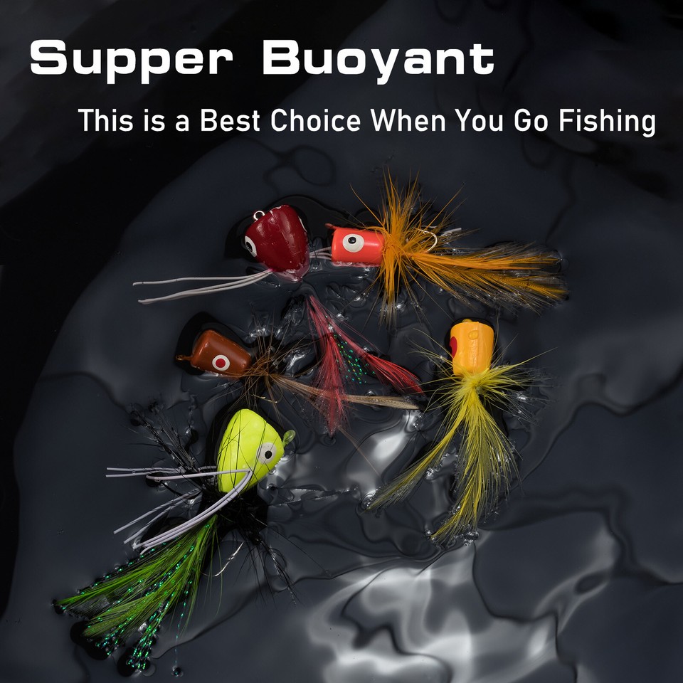 10/15pcs Fly Fishing Poppers Flies Lures Topwater Panfish Bluegill Bass ...