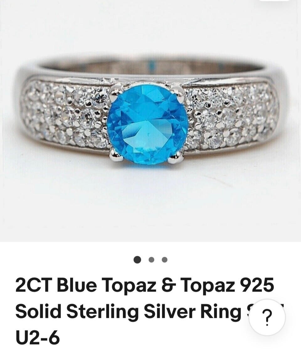 2CT Blue Topaz & Topaz 925 Solid Sterling Silver Ring Sz 7 U2-6 | eBay