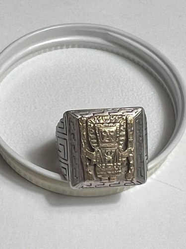 Vintage Peruvian Ring/ marked 900silver with Gold Design added | eBay