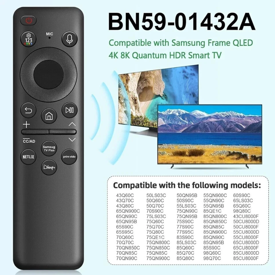 New BN59-01432A TM2360E Cell Voice Remote For 2023 Samsung TV Q80C S95C ...