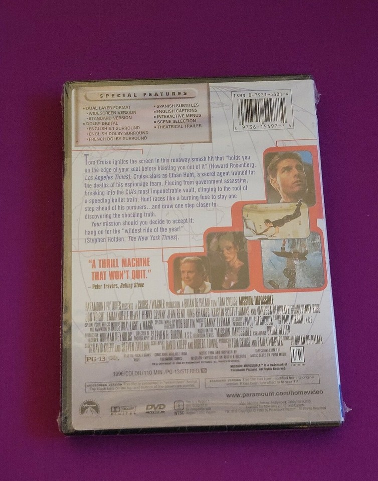 Mission: Impossible (DVD, 1998) security device enclosed. 97361549774| eBay