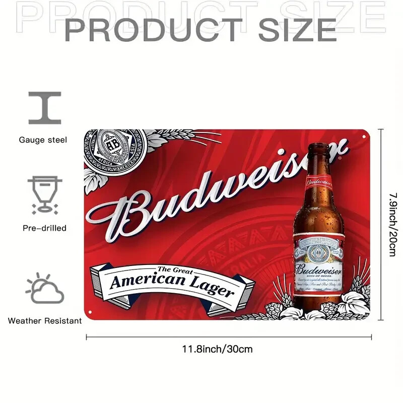 metal tin Beer sign Budweiser Lager Vintage Style For Man Cave or Bar ...