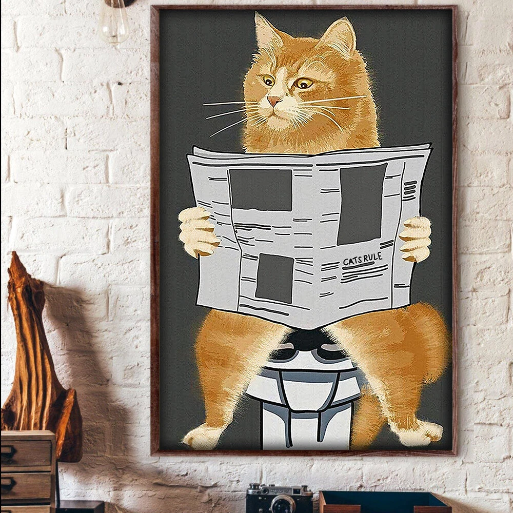 Cat Reading Newspaper
