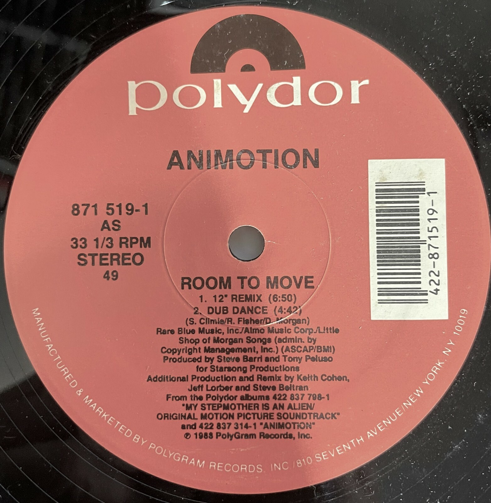 Animotion - Room To Move 12" Single Vinyl, Polydor Records, 1988 | eBay