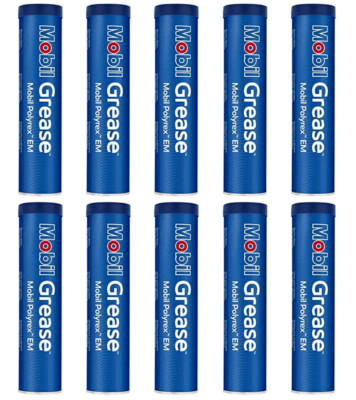MOBIL POLYREX EM ELECTRIC MOTOR GREASE BLUE 10 TUBES Fast Shipping ...