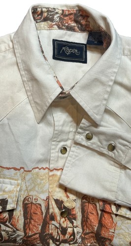 Vintage Roper Shirt Medium Beige Pearl Snap Boots Western Cowboy ...