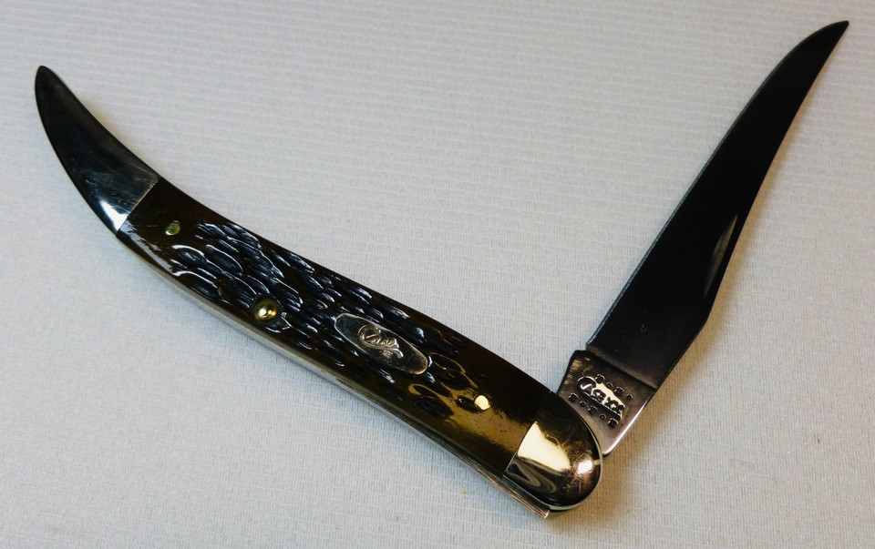 CASE XX 610094 SS Medium Texas Toothpick 2001 with Dark Green Peachseed ...