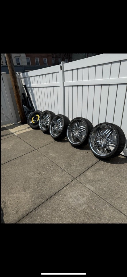 Rims with Tires R22 Wheel Chrome & Spire Tire. All 5 Pcs. 245/30 R22 ...