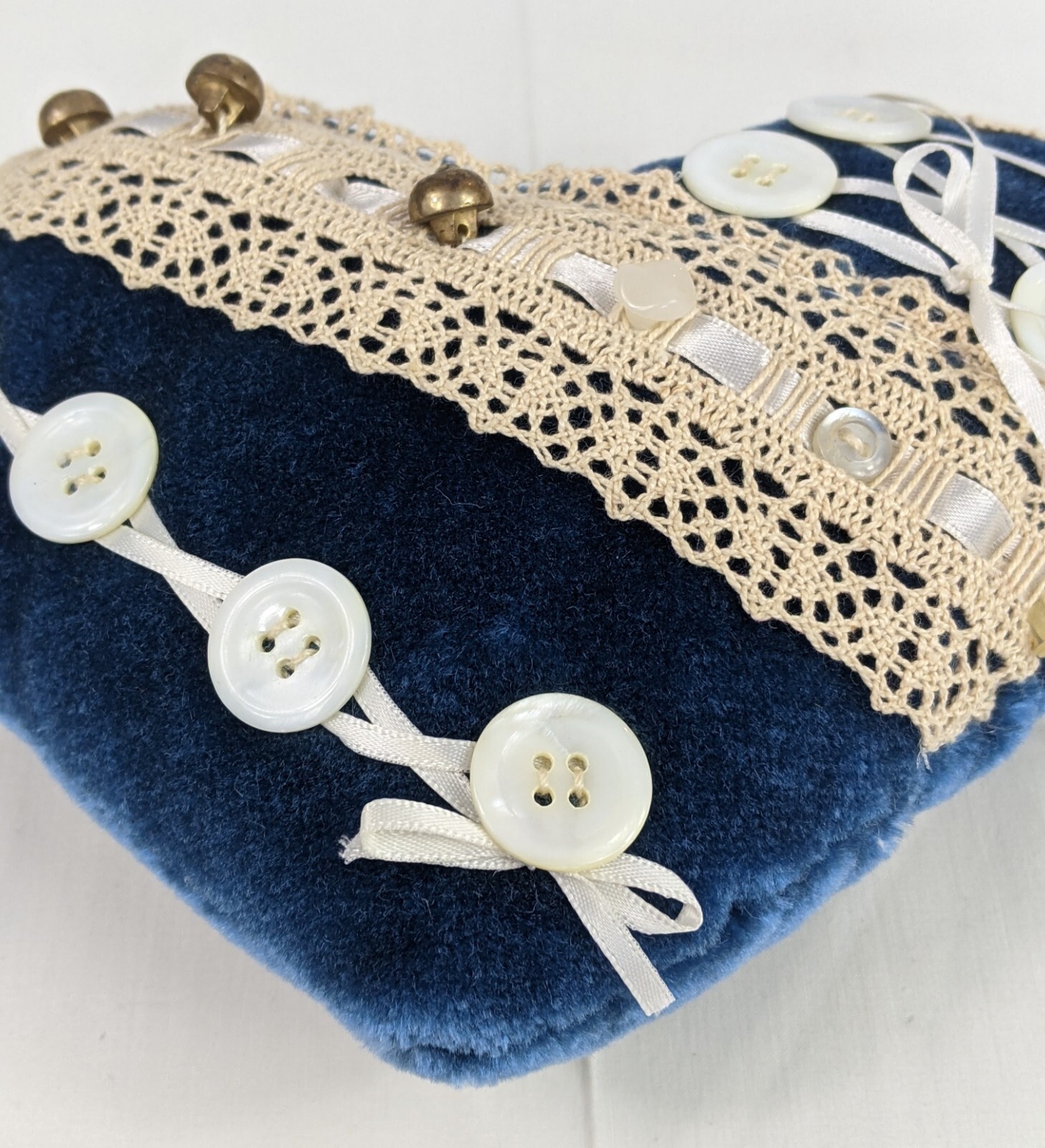 Small Blue Heart Plush Lace Buttons Fabric Stuffed Valentine Homemade ...
