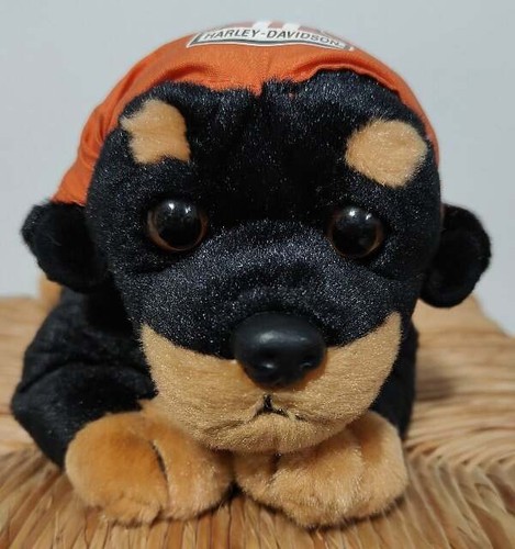 Harley Davidson Plush Black Rottweiler Puppy Dog Wearing Do Rag New 14 ...