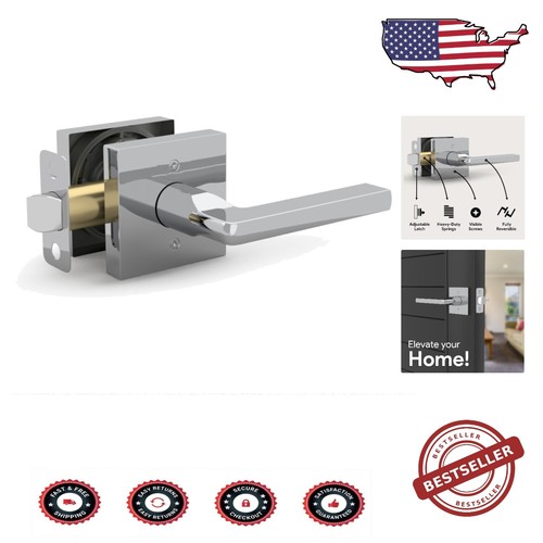 Stylish Keyless Polished Chrome Door Lock Handle - Fits All Standard ...
