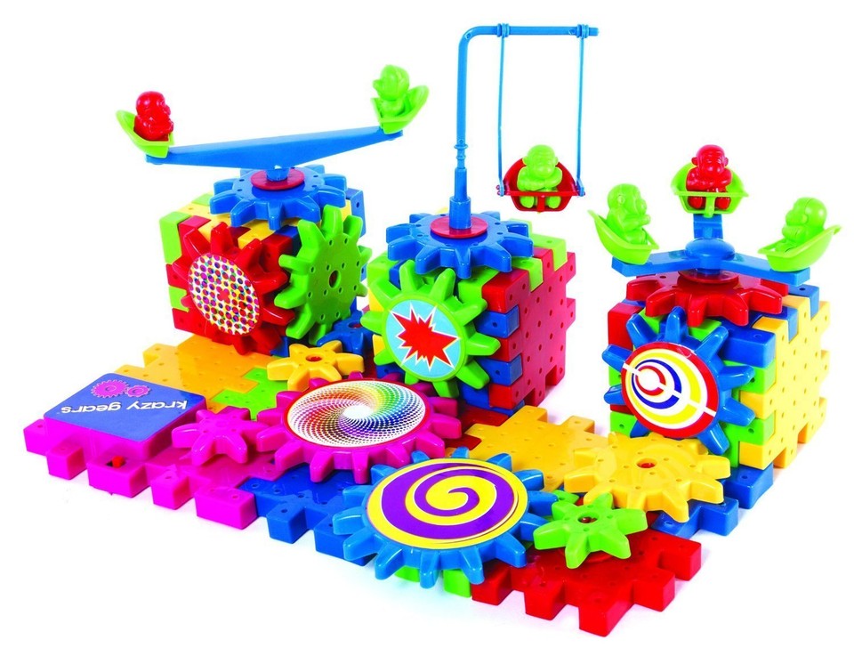 Gear Building Toy Set - 81 PC Interlocking Learning Blocks w/ Spinning ...
