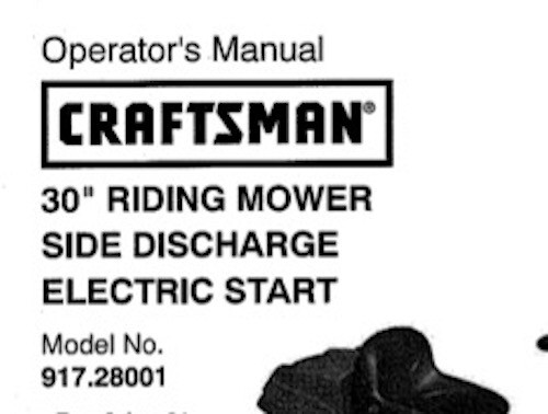 Owner’s Manual Sears Craftsman 30” Riding Mower w/ Side Discharge - 917 ...