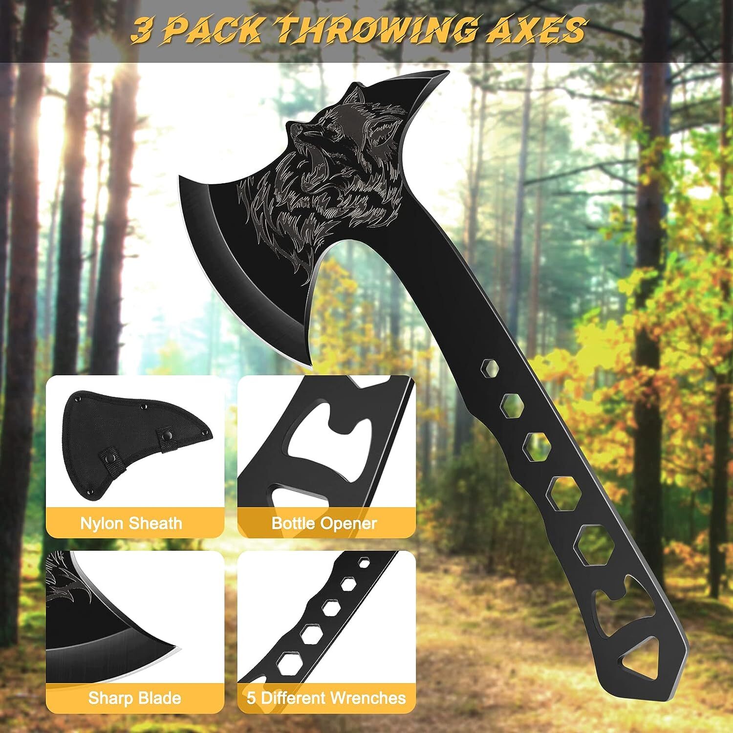 Throwing Axes and Tomahawks Set w/10 inch Full Tang Stainless Steel ...