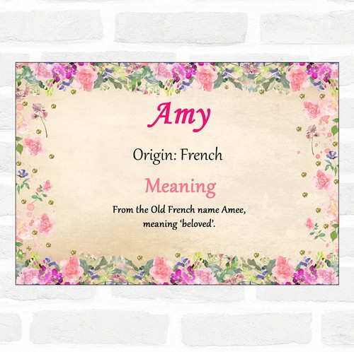 Amy Name Meaning Floral Certificate | eBay