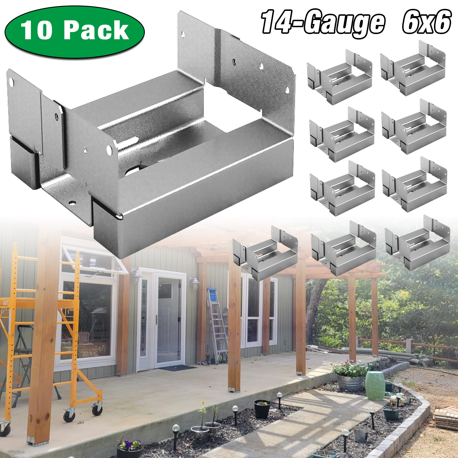 10Pcs 6x6 Concrete Deck Post Anchor Base Adjustable Metal Post Bracket ...