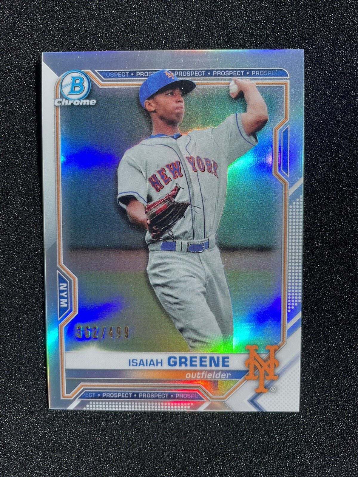2021 Bowman Chrome Isaiah Greene Refractor /499! New York Mets Prospect ...