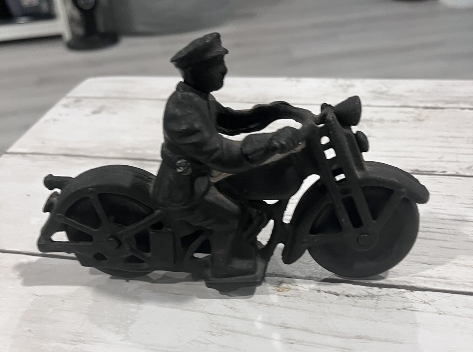 1930s Vintage Cast iron patrol cop On Motorcycle | eBay