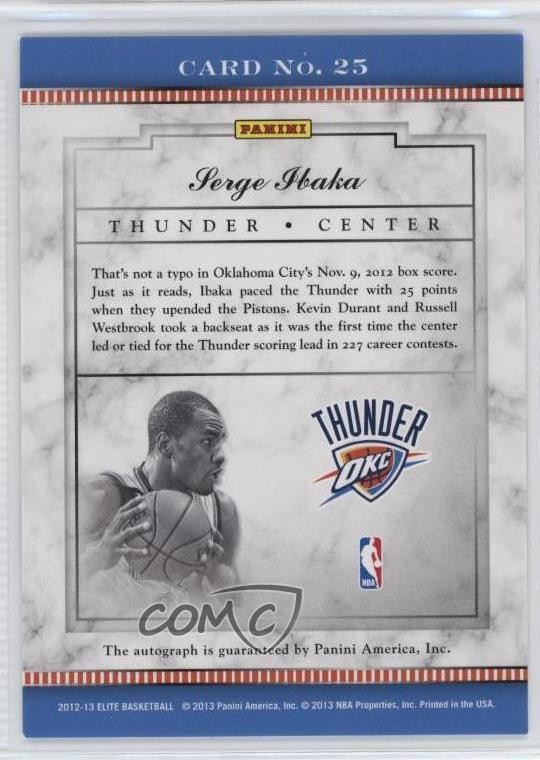 2012-13 Elite Elite Signatures /99 Serge Ibaka #25 Auto | eBay