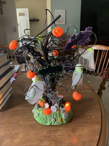 Halloween Tree Fiber Optic Avon Lights Ghost Sounds, Bats & Pumpkins ...