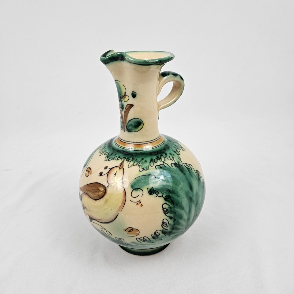 Sgraffito Pottery Vase Pitcher Signed Hand Painted Italian Art Piece ...